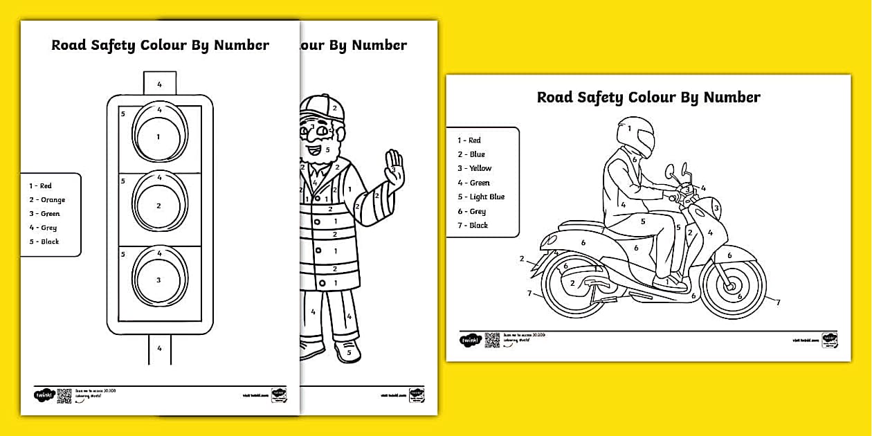 Road Safety Color by Number (Teacher-Made) - Twinkl