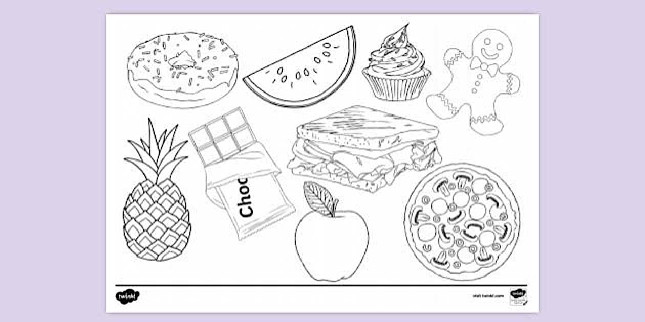 Printable Food Colouring Page - Primary School - Twinkl
