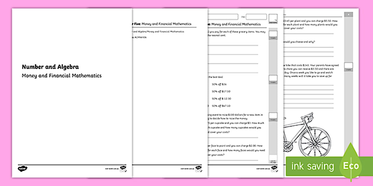 Year 5 Money and Financial Mathematics Assessment Sheet
