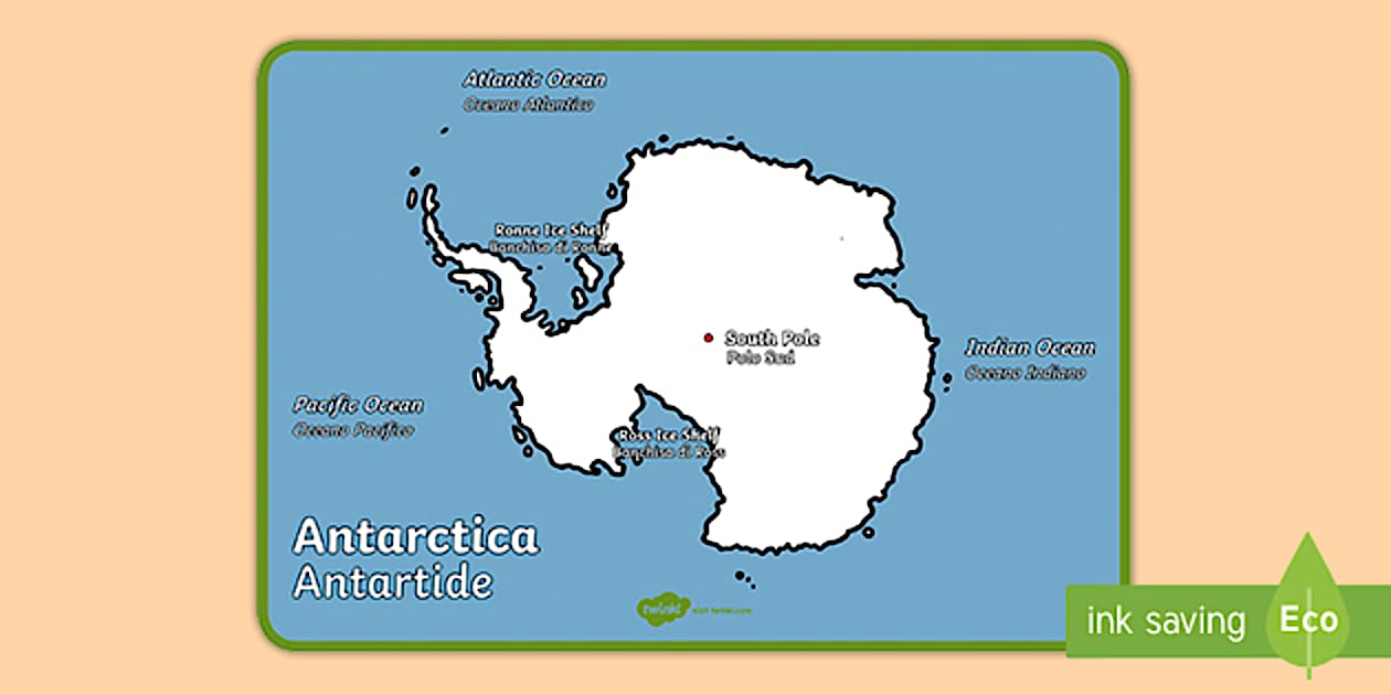 Geography Continents of the World Antarctica Display Poster English/Italian