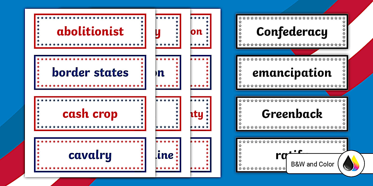 American Civil War Word Cards for 6th-8th Grade - Twinkl