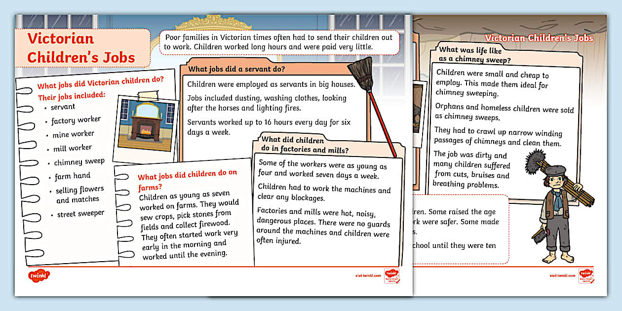 Victorian Children's Jobs Fact File (teacher made) - Twinkl