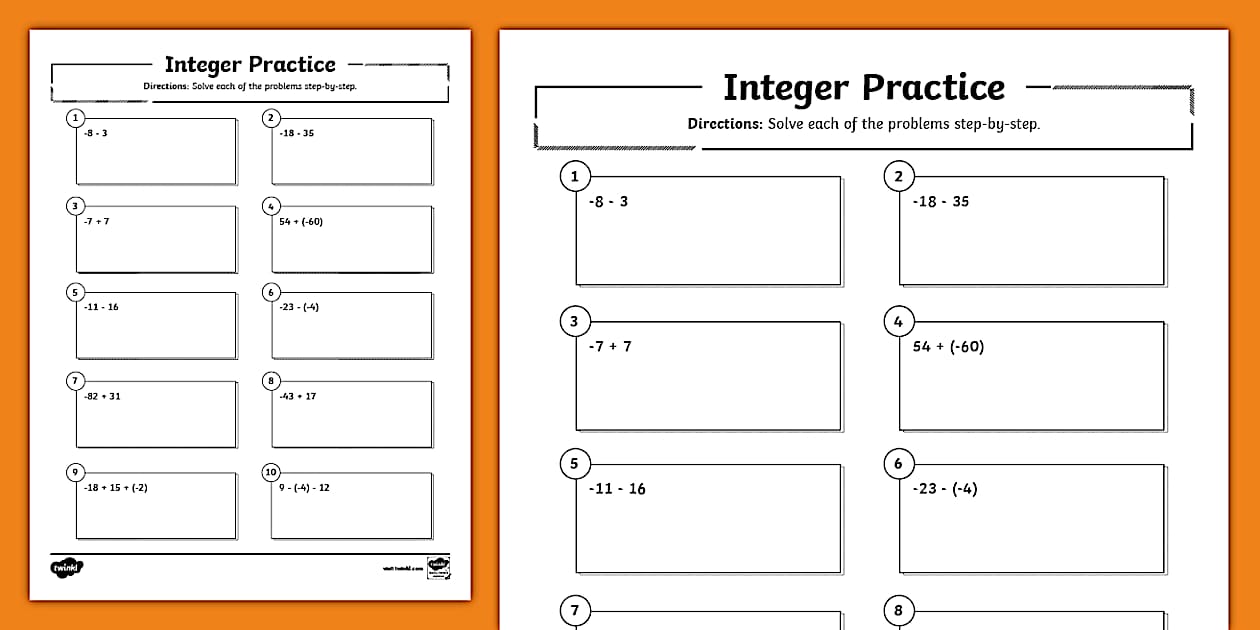 Seventh Grade Integer Practice Teacher Made Twinkl