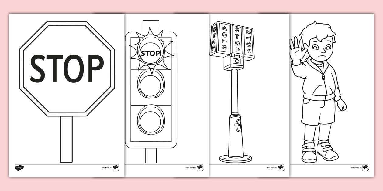 Hoja de colorear: Señal de Stop (teacher made) - Twinkl