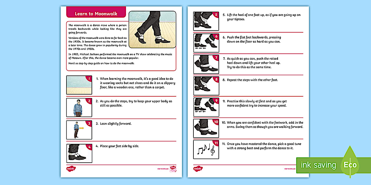 Learn to Moonwalk Activity - Twinkl Dance Resources - PE