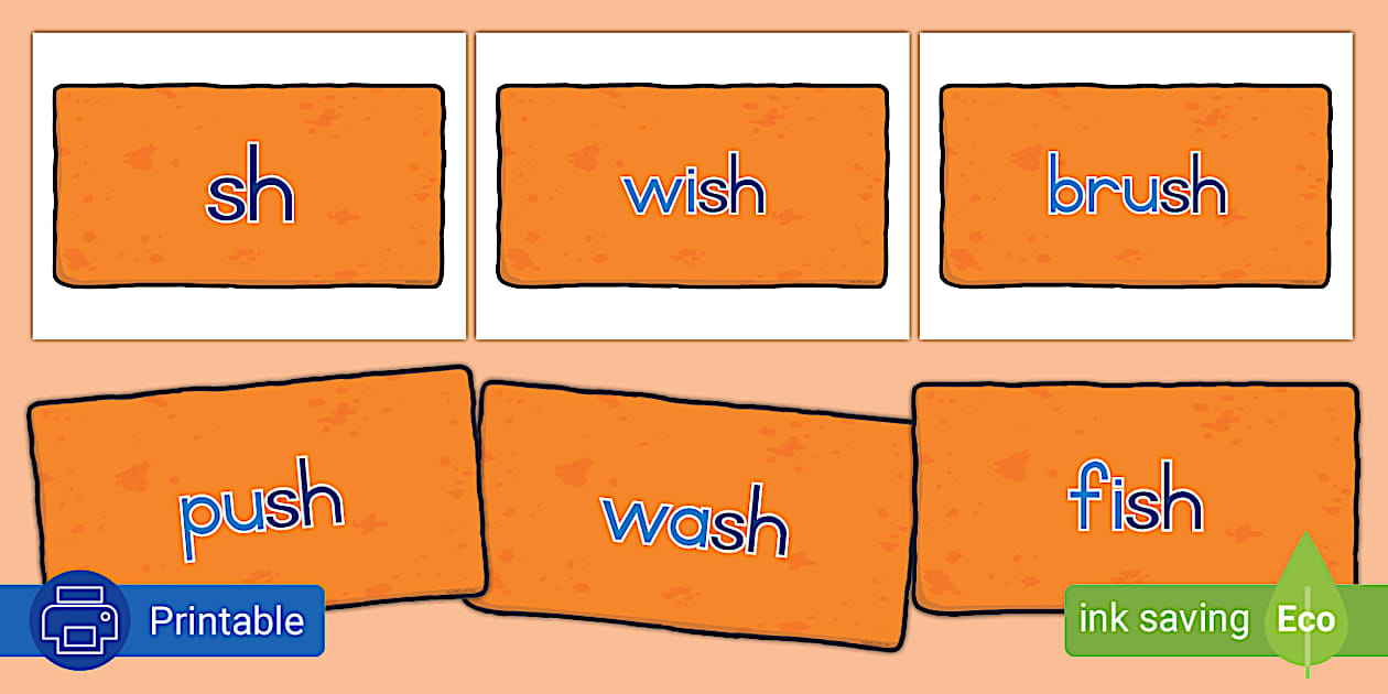 Grade 1 Phonics: Ending -sh Word Wall Cards (teacher made)
