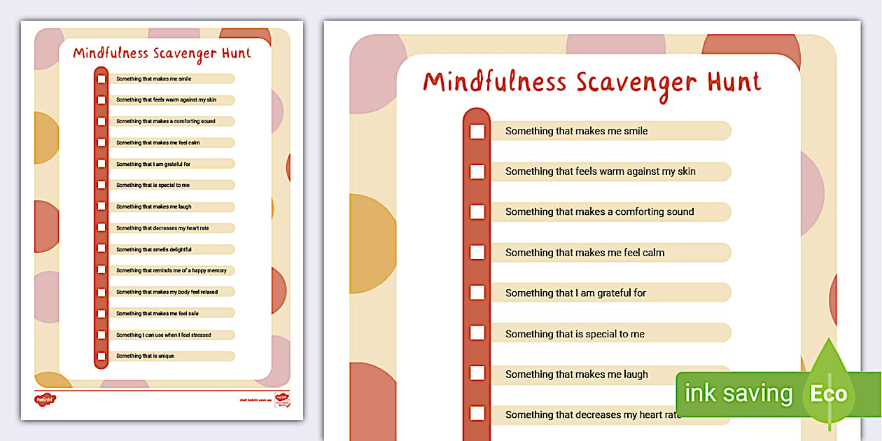 Staff Mindfulness Scavenger Hunt | Wellbeing Week | Twinkl