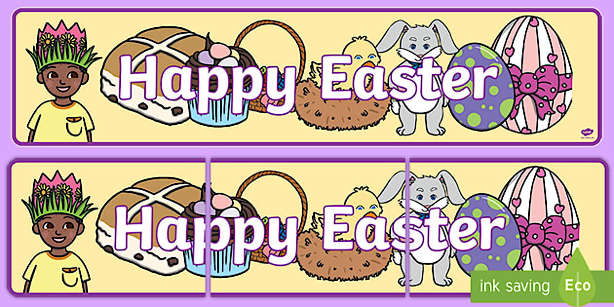 Happy Easter Display Banner (teacher made) - Twinkl