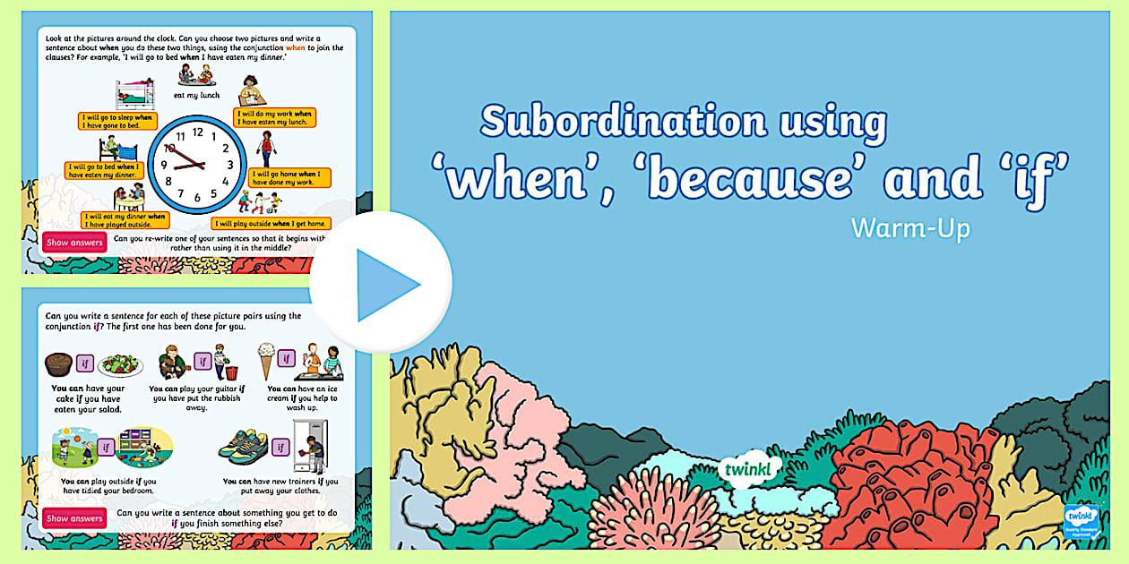 Subordination KS1 Warm-Up PowerPoint - Year 2 (teacher made)