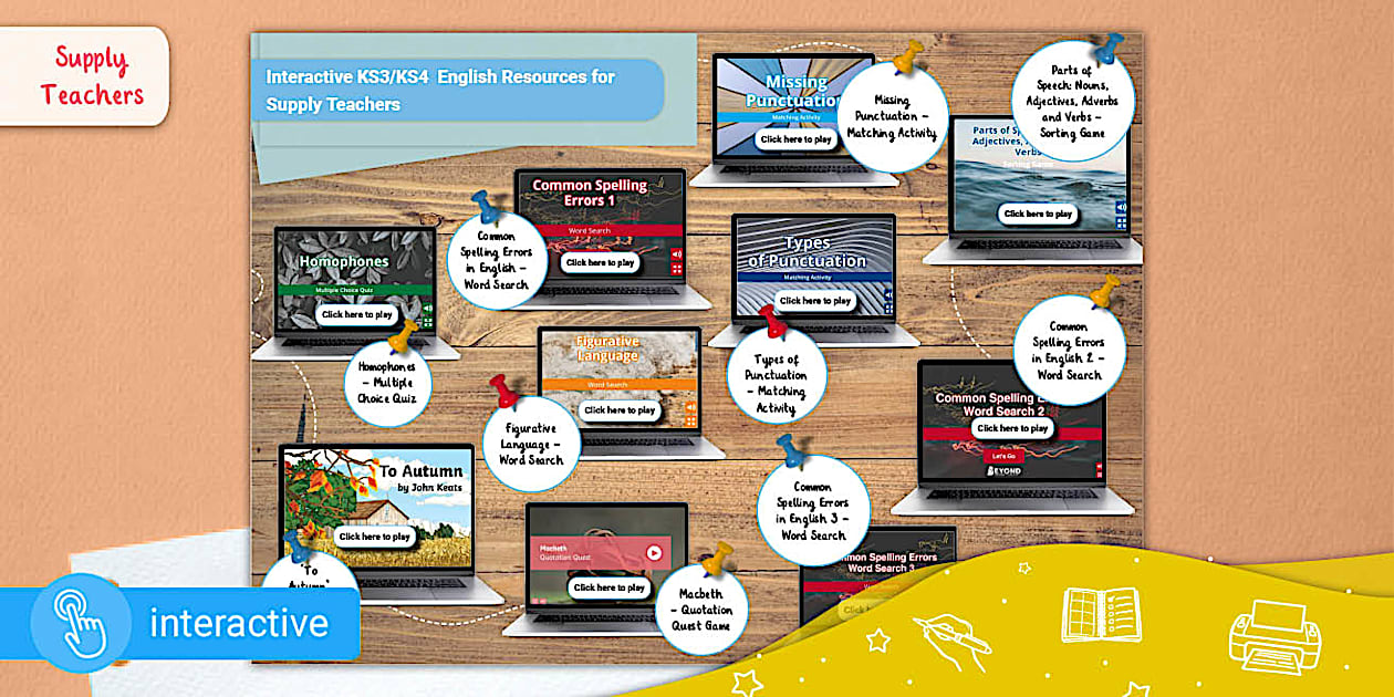 Interactive KS3/KS4 English Resources for Supply Teachers