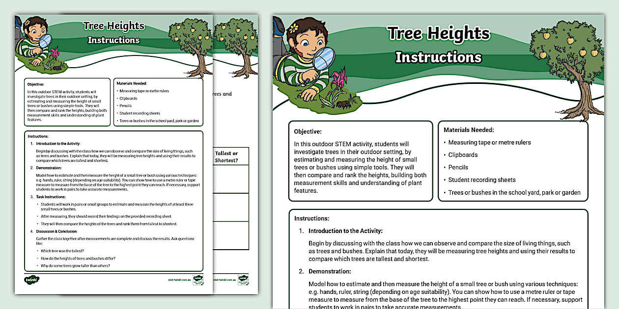 STEM Outdoors: Tree Height Investigation (Teacher-Made)