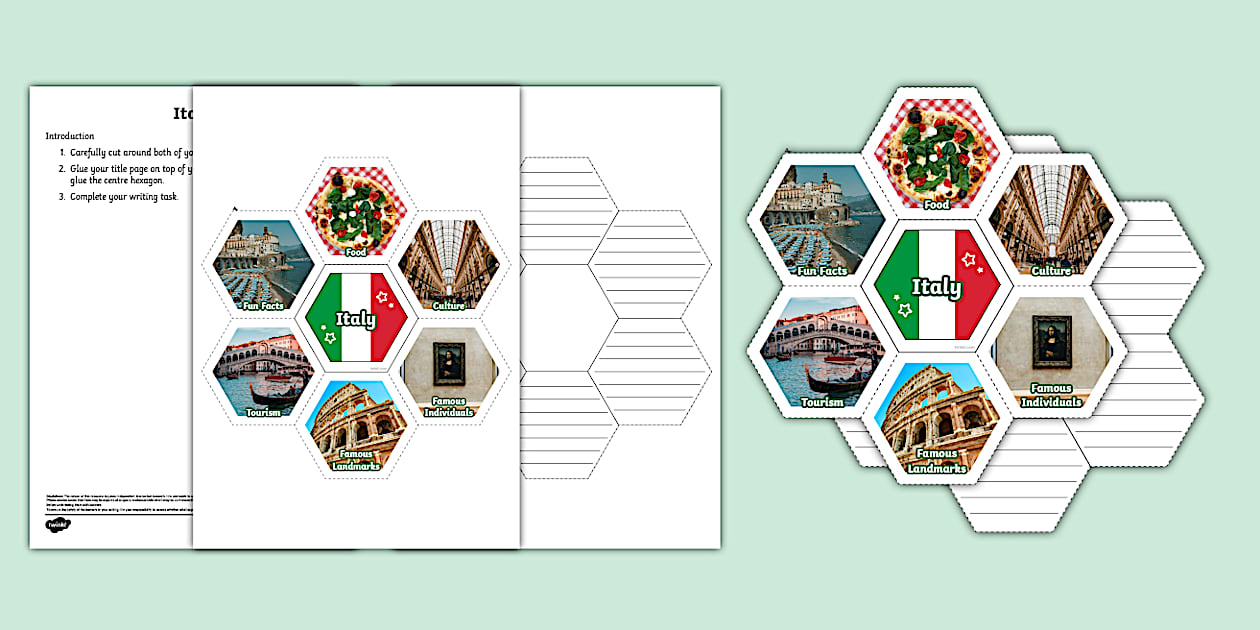 Italy Hexagon Writing Template (teacher made) - Twinkl