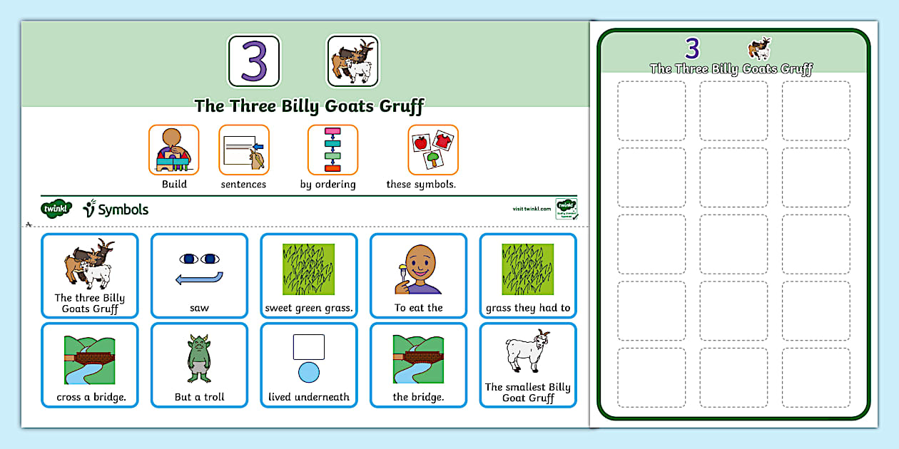 Twinkl Symbols: The Three Billy Goats Gruff Sentence Cards
