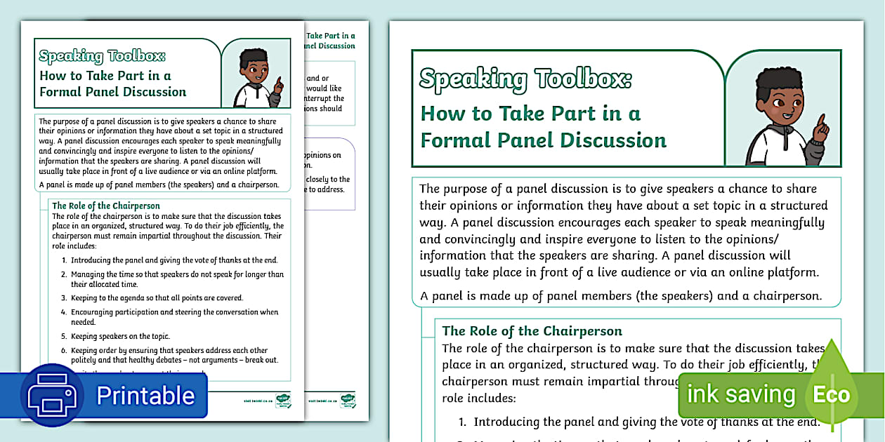 Formal Panel Discussion Tips - Printable - Taking Part