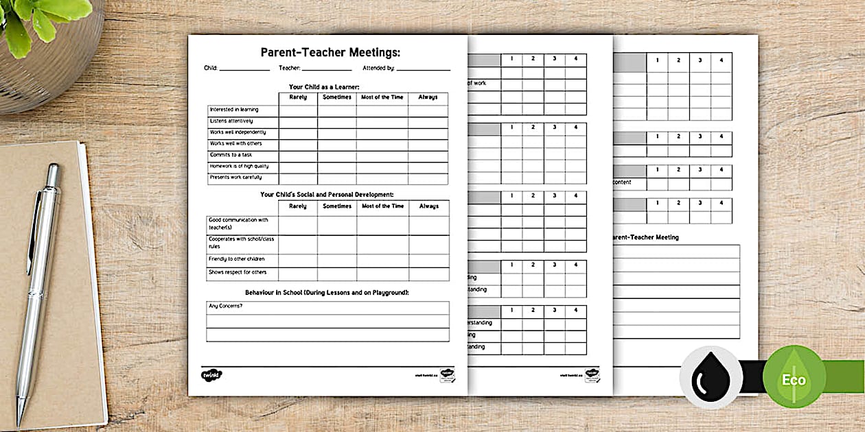 Interm. Parent-Teacher Conference Editable Planning Template
