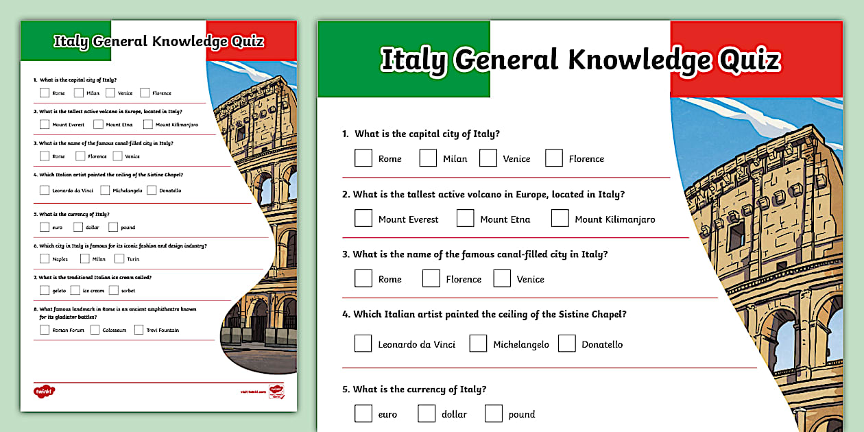 General Knowledge about Italy Quiz (teacher made) - Twinkl
