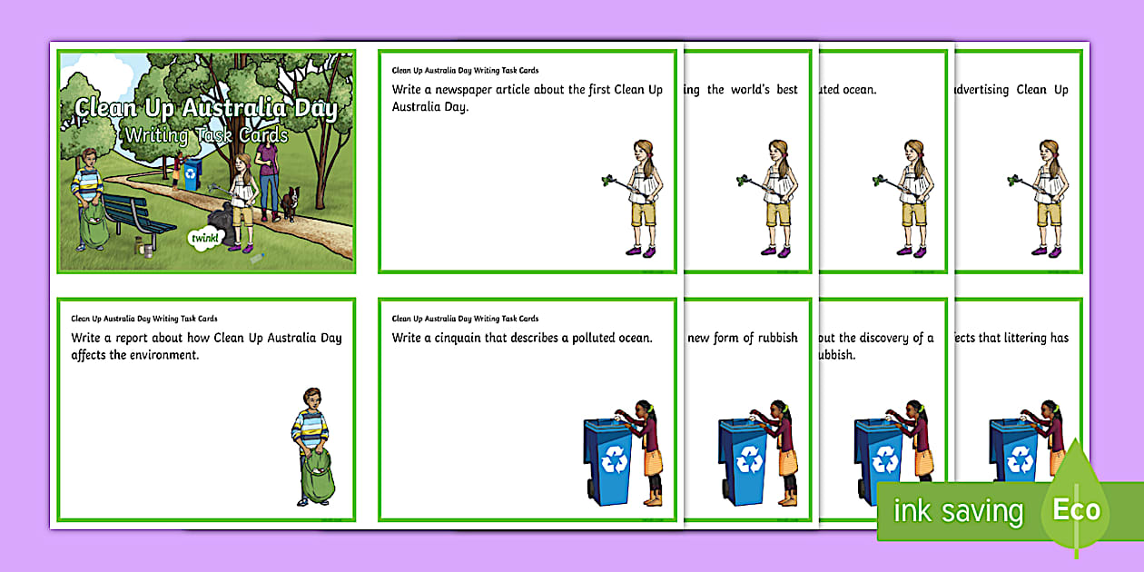Cursive Clean Up Australia Day Writing Task Cards - Twinkl