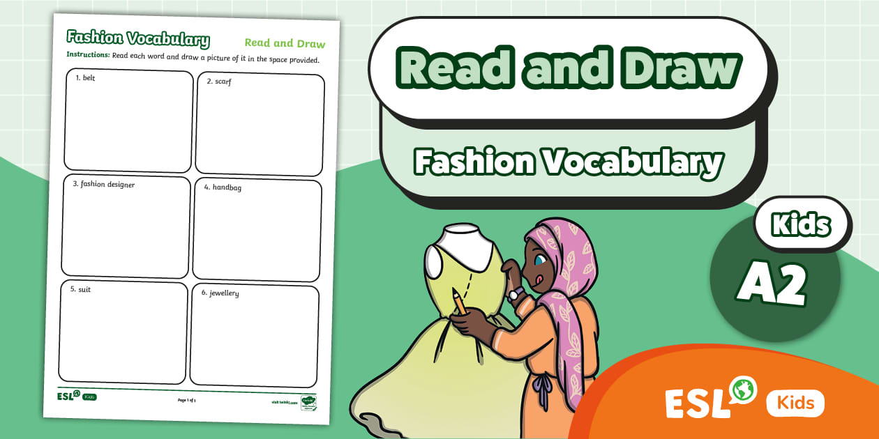 ESL Read and Draw: Fashion Vocabulary {Kids}