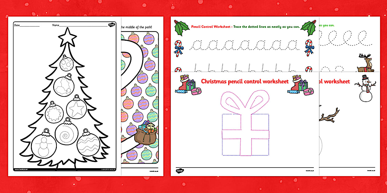 Cursive Christmas Themed Pencil Control Activity Pack