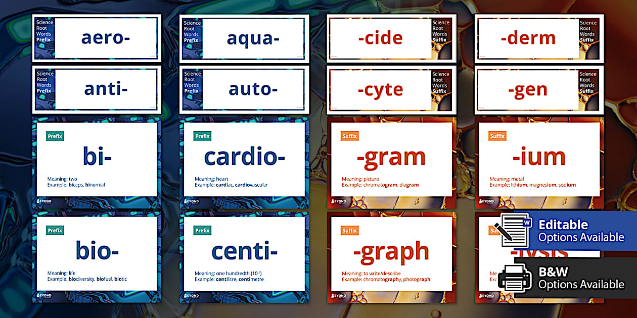 Science Root Words Display Cards | KS3/4 | Beyond Science