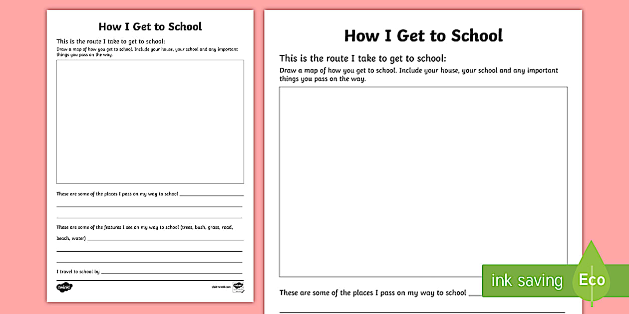 Editable Map of How I Get to School Worksheet - Twinkl