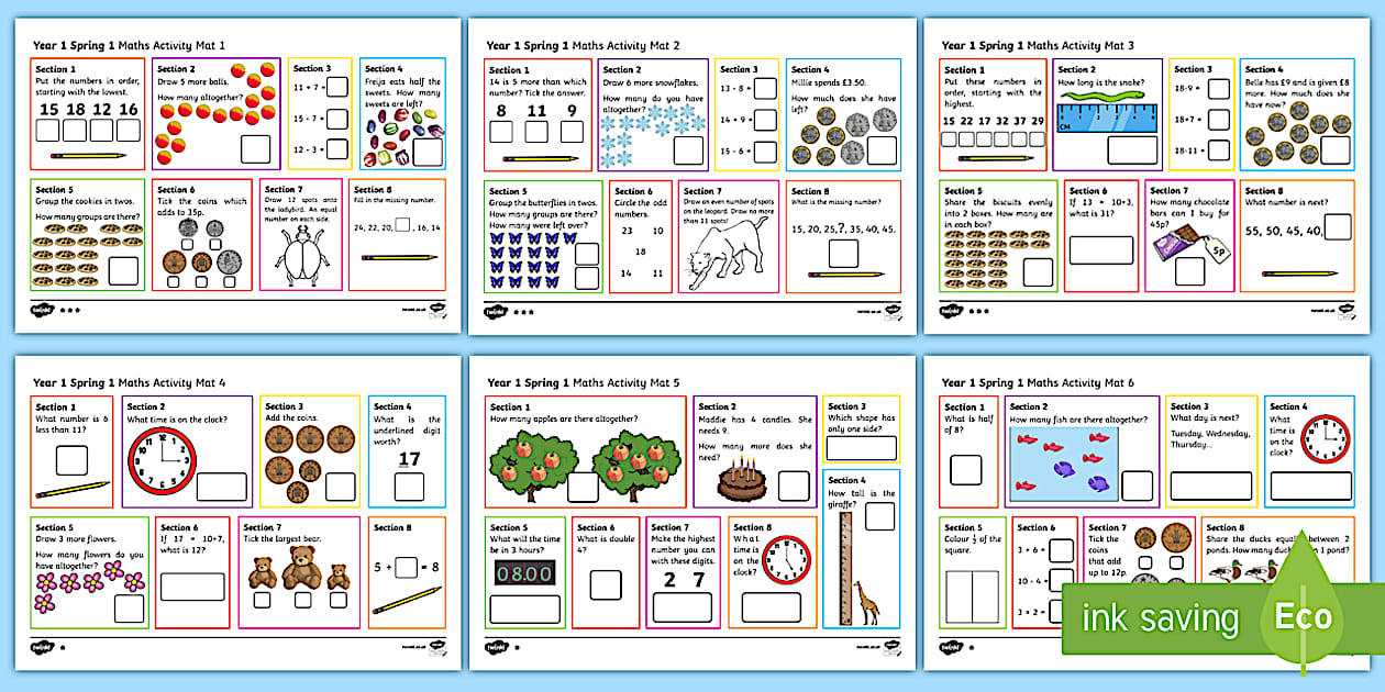 Higher Ability Year 1 Spring 1 Maths Activity Mats - Twinkl