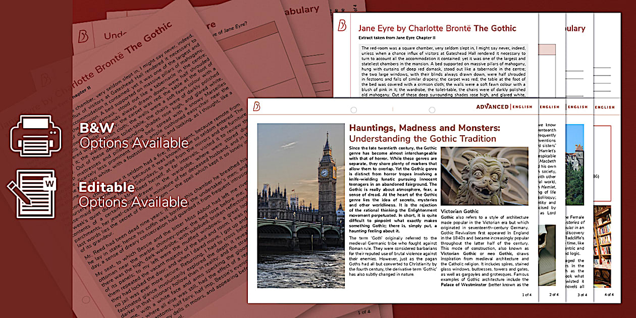 The Gothic in Jane Eyre | A Level Literature | Revision Pack