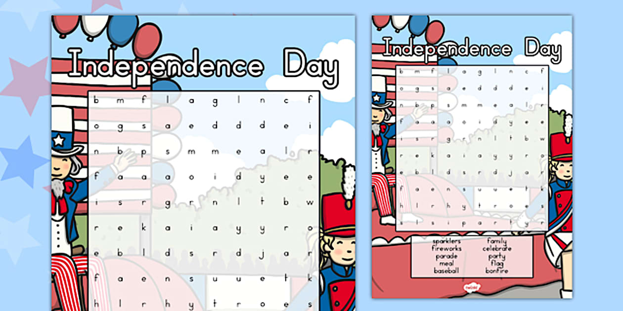 American Independence Day Wordsearch - ESL American Independence Day