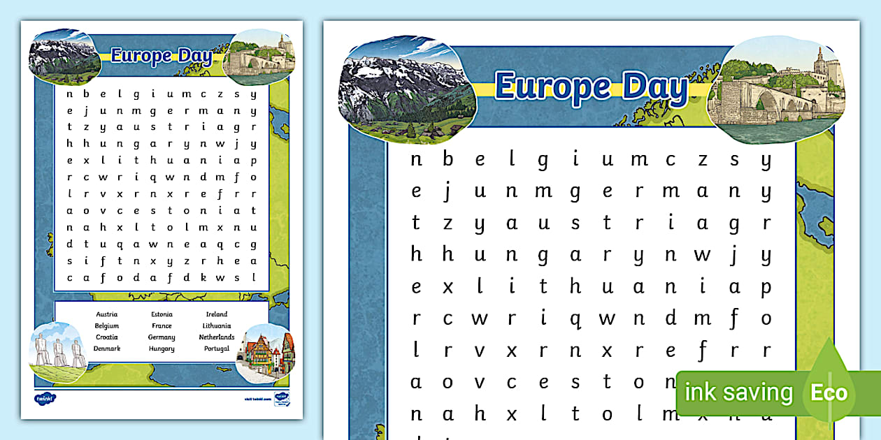 Europe Day Word Search (Teacher-Made) - Twinkl