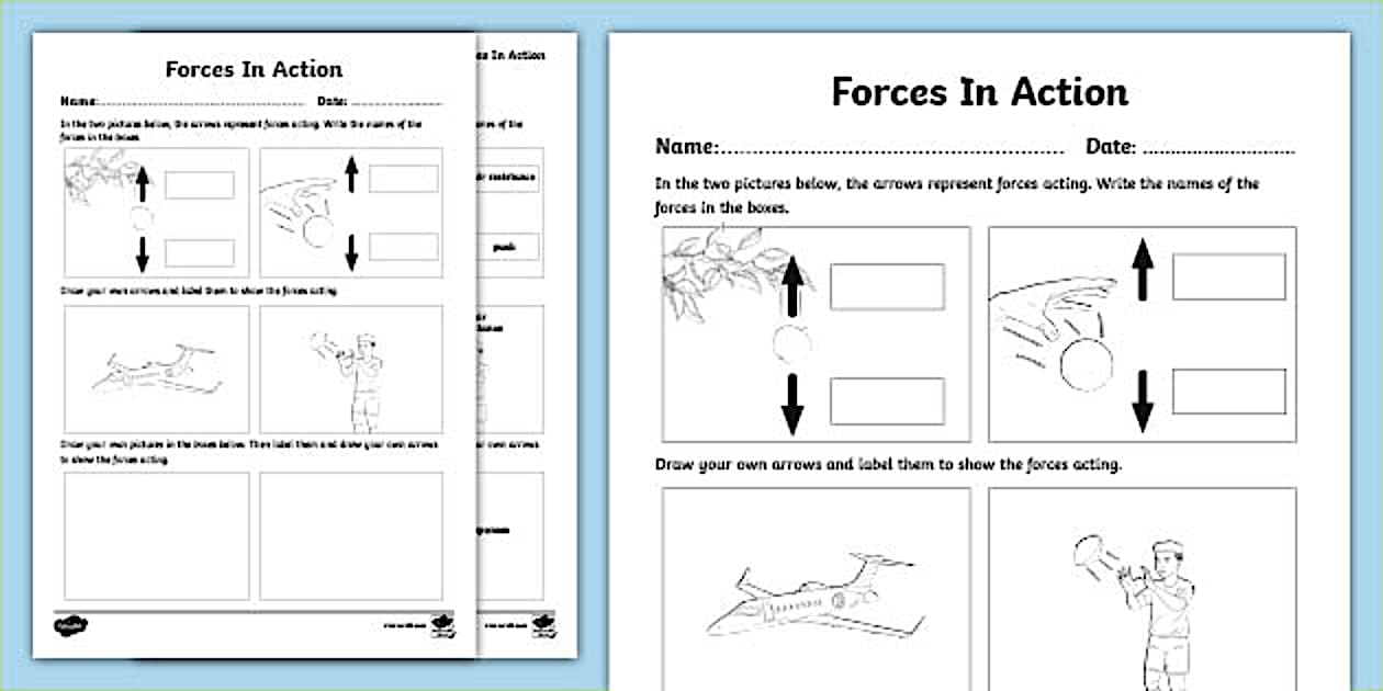 Forces in Action Worksheet (teacher made) - Twinkl