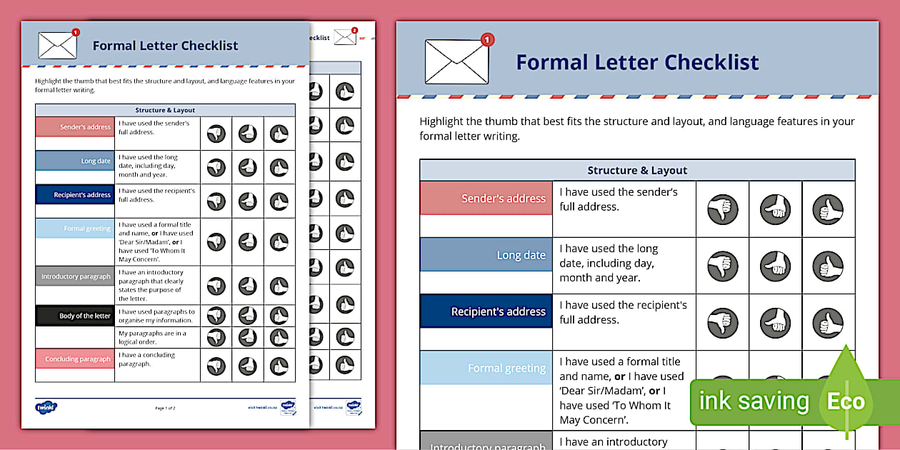 You've Got Mail! Level 4 Letter Writing Student Checklist