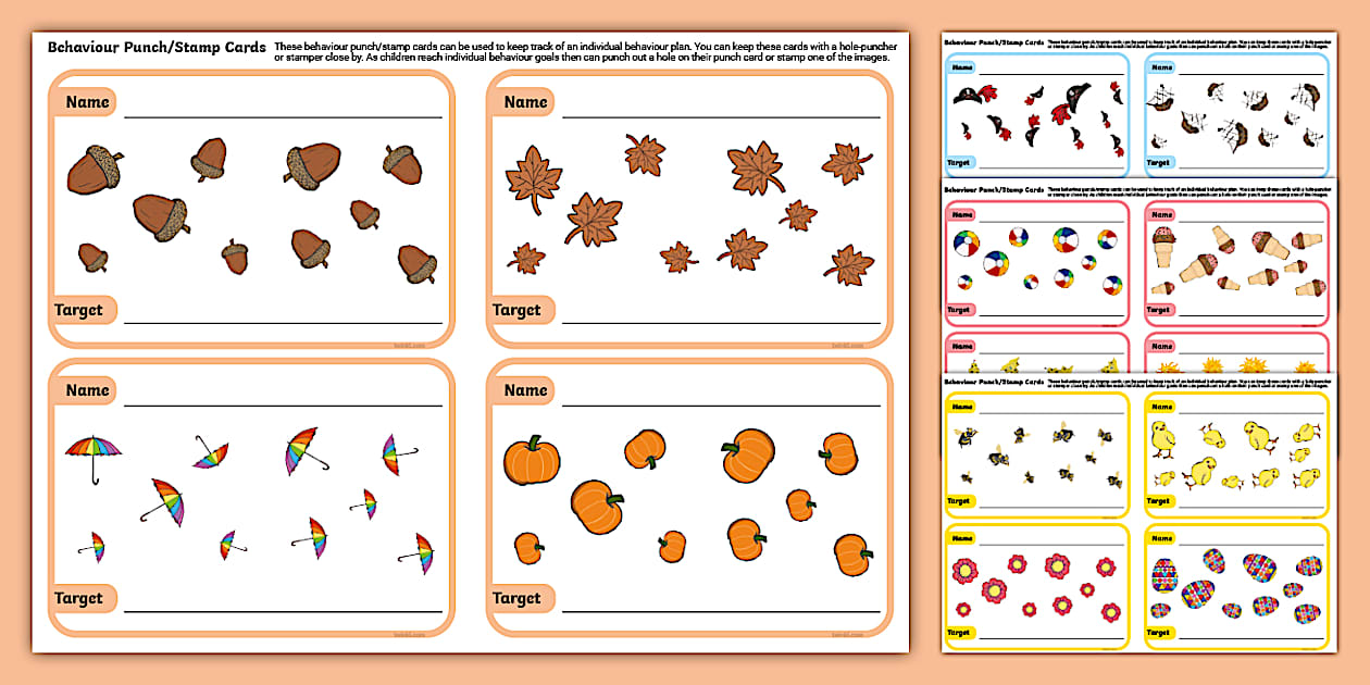 Behaviour Punch Cards | Twinkl | Inclusion SEND | Behaviour