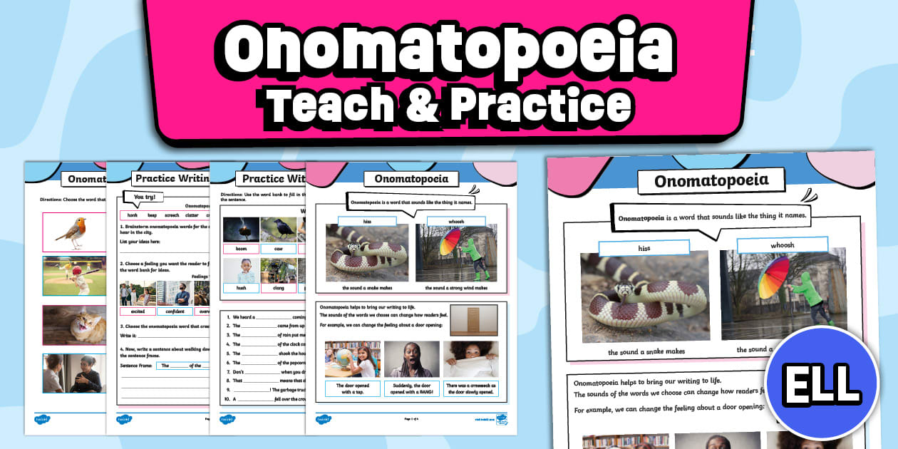 Onomatopoeia Worksheet for ELL