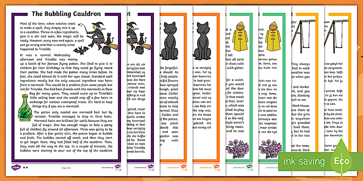 Halloween Differentiated Reading Comprehension Activity English/Afrikaans