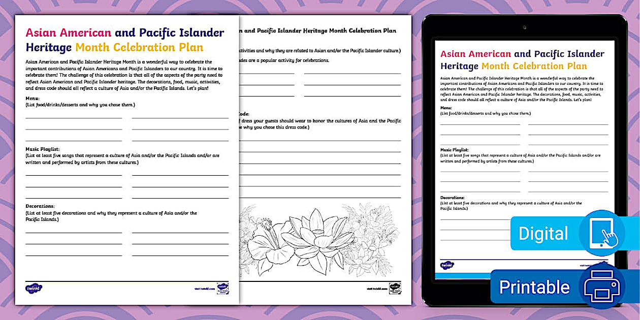 AAPI Celebration Plan Activity Sheet for Kids | Twinkl USA