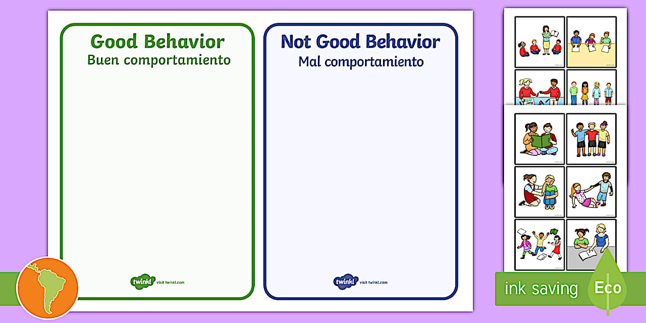 Classroom Behavior Sorting and Discussion Cards - English/Spanish- Guía de