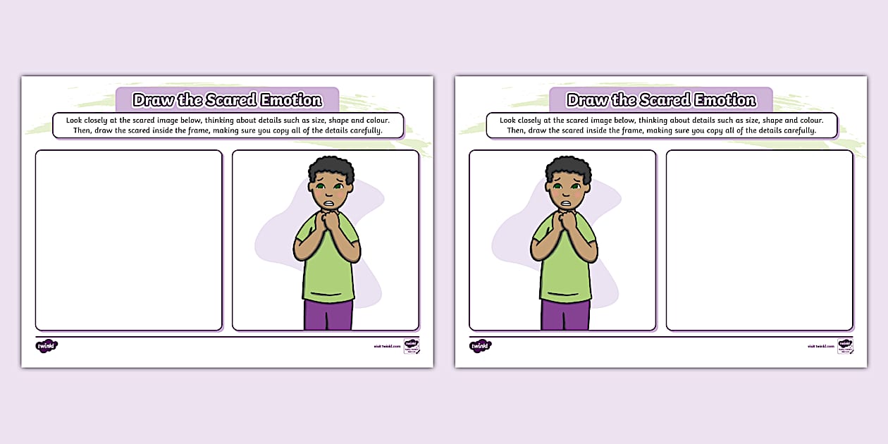 Draw the Scared Emotion Worksheet (teacher made) - Twinkl