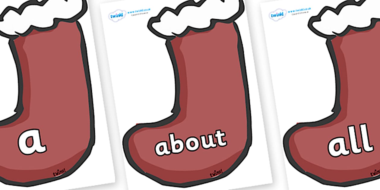 Cursive 100 High Frequency Words on Stockings (Plain)