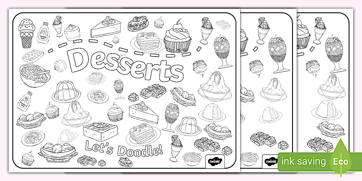 Dessert Doodle Colouring Pages - KS1 (teacher made) - Twinkl