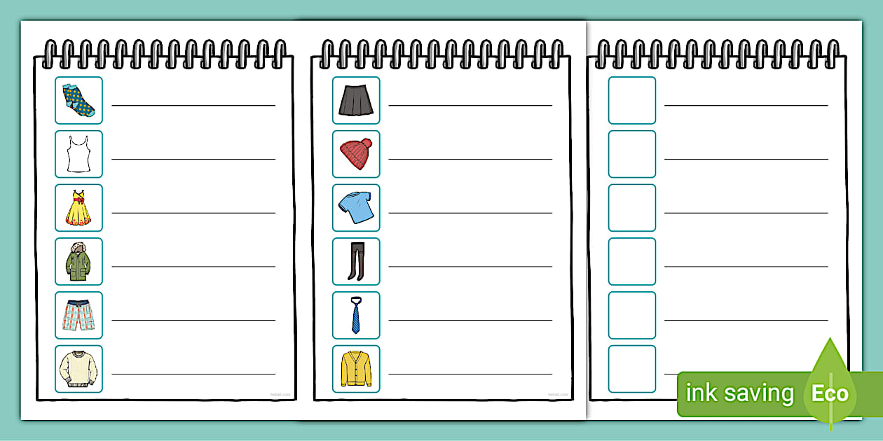 Clothes List Writing Activity | Twinkl (teacher made)
