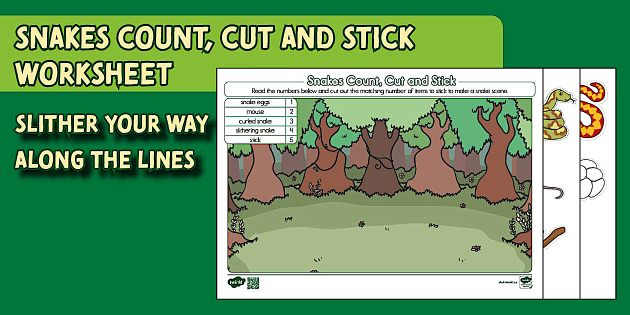 Snakes Count, Cut and Stick Worksheet