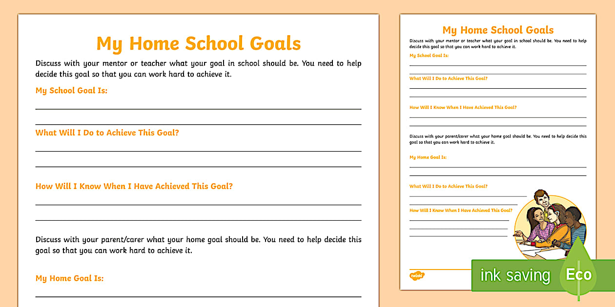 My Home-School Goals KS2 Worksheet (teacher made) - Twinkl