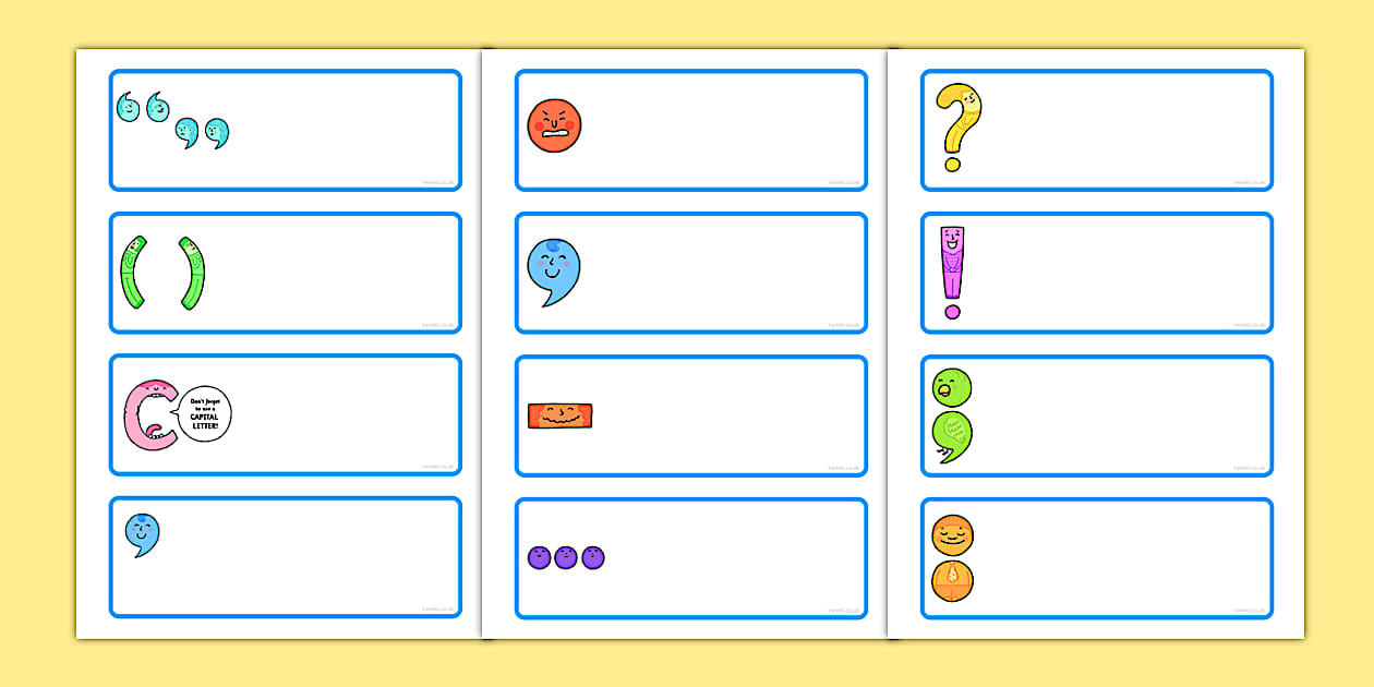 👉 Editable Punctuation Character Labels (teacher made)