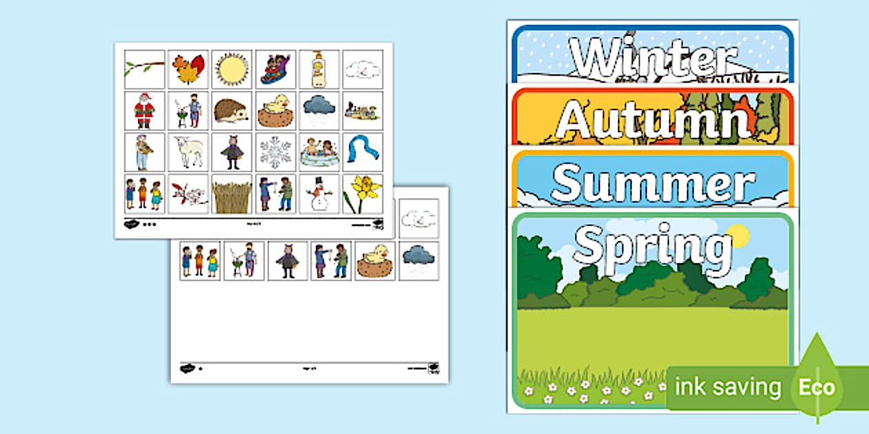 Pictures of the Four Seasons of the Year | Cut and Stick Activity