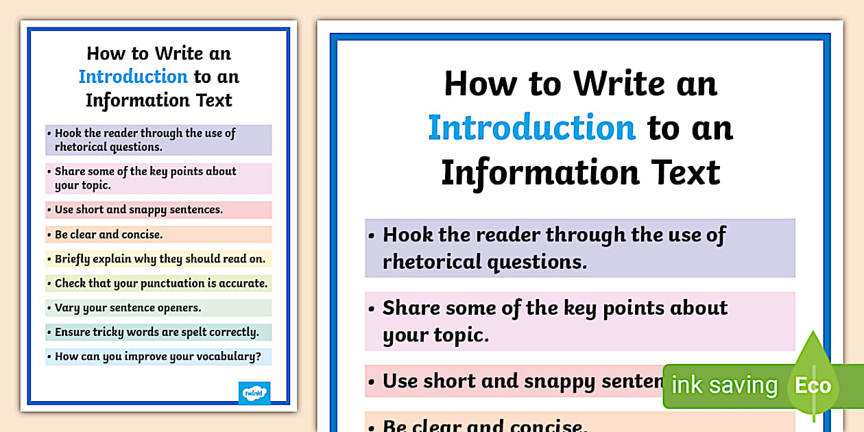How to Write an Introduction to an Information Text Poster
