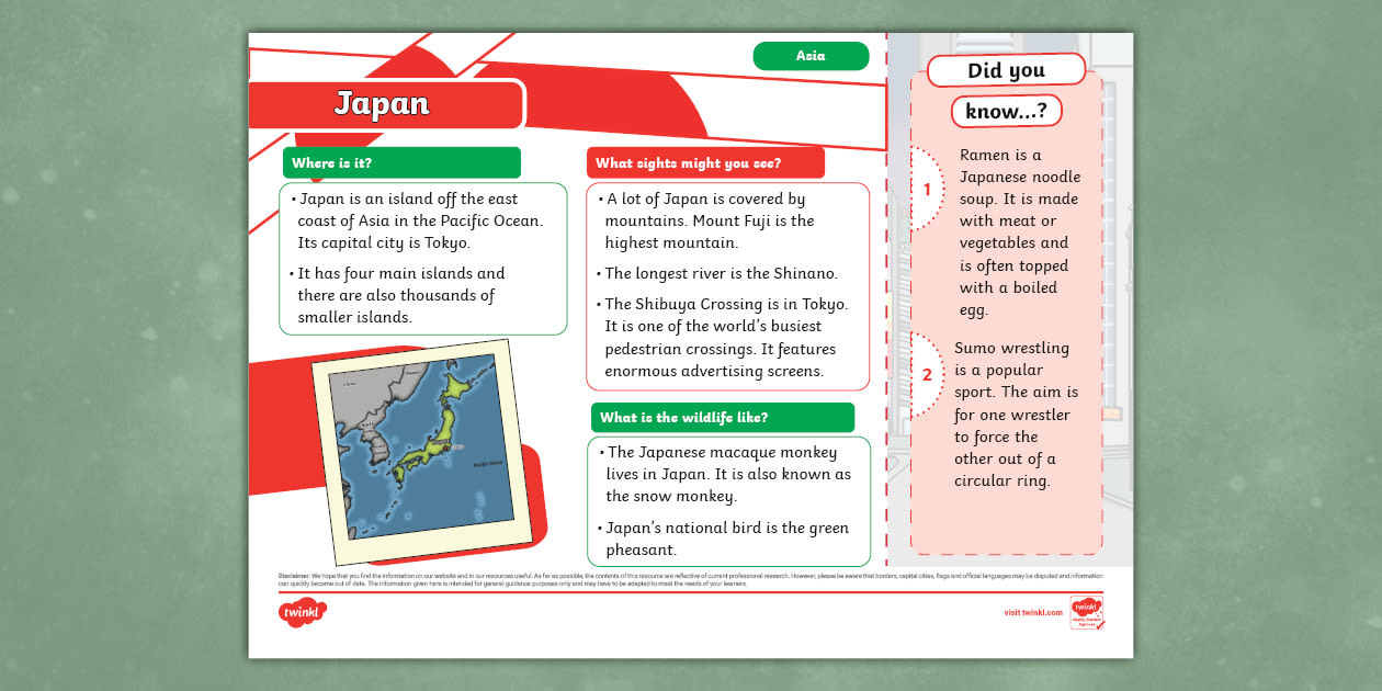 KS1 Japan Fact File (teacher made) - Twinkl
