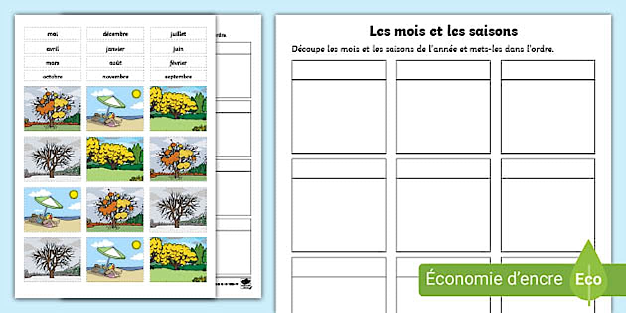 Activité sur les saisons et les mois de l’année - Twinkl CA