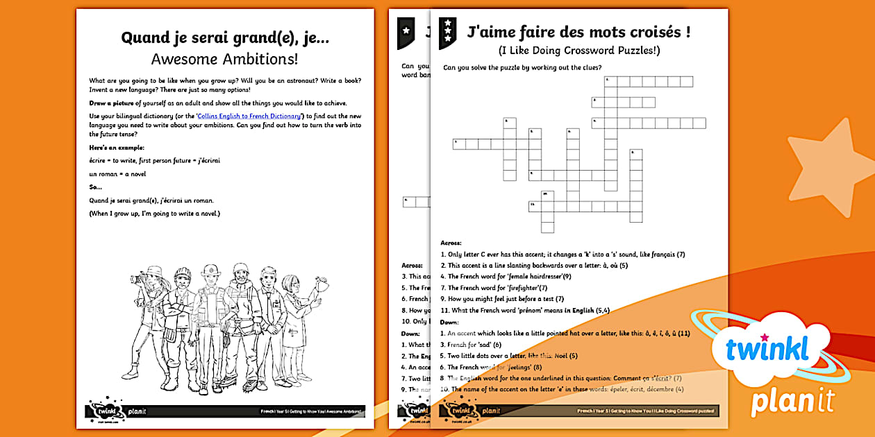 French: Getting to Know You Year 5 Home Learning Tasks