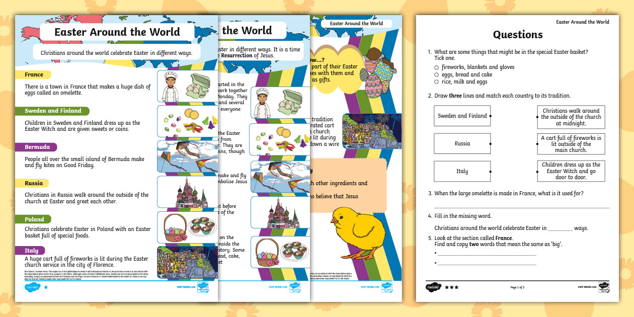 KS1 Easter Around the World Reading Comprehension Activity