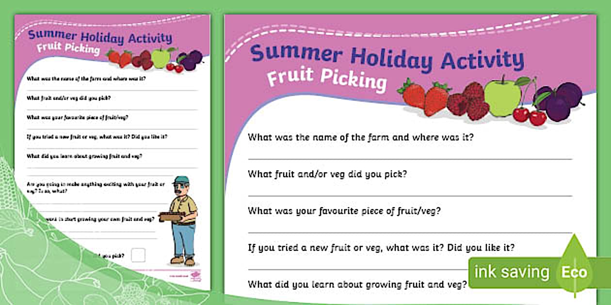 Fruit Picking - Summer Holiday Activity Sheet | Twinkl Yum